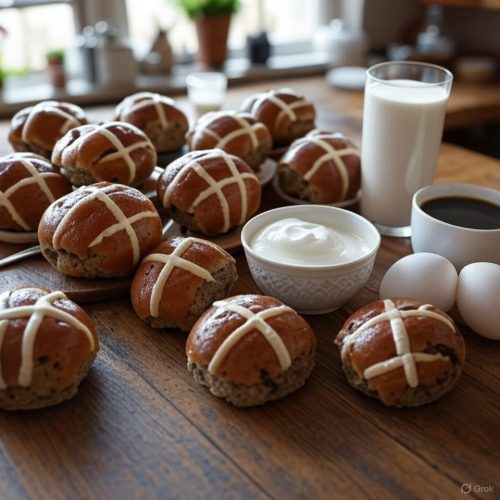 Creamy Coffee-Baked Hot Cross Chocolate Buns